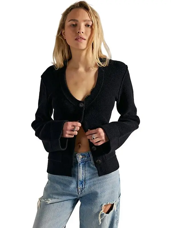 Free People Fast Lane Cardigan - Black