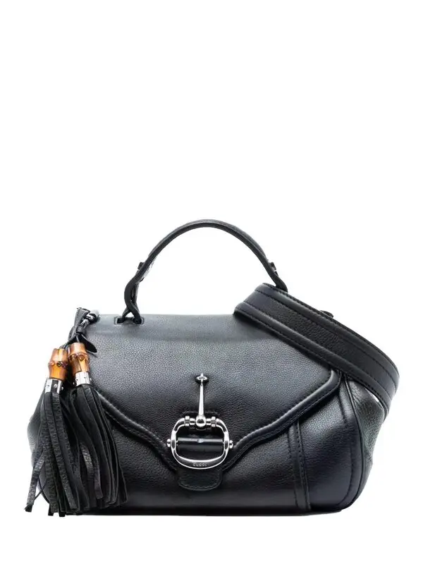 Gucci Leather Techno Horsebit Top Handle Satchel - Black