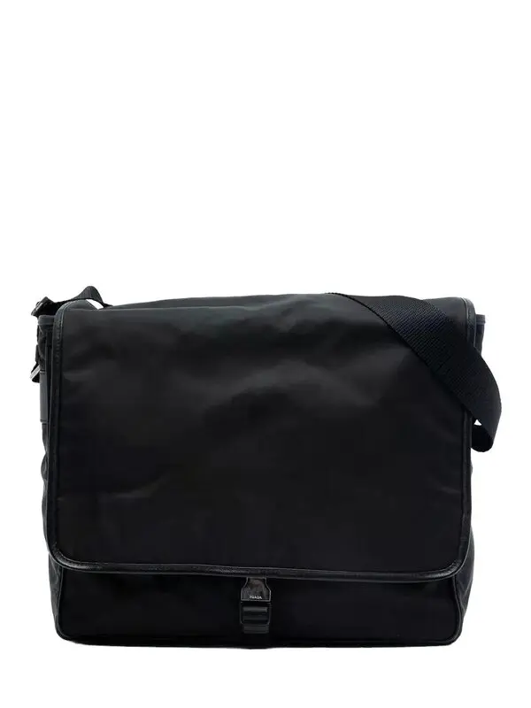 Prada Tessuto Messenger Crossbody Bag - Black