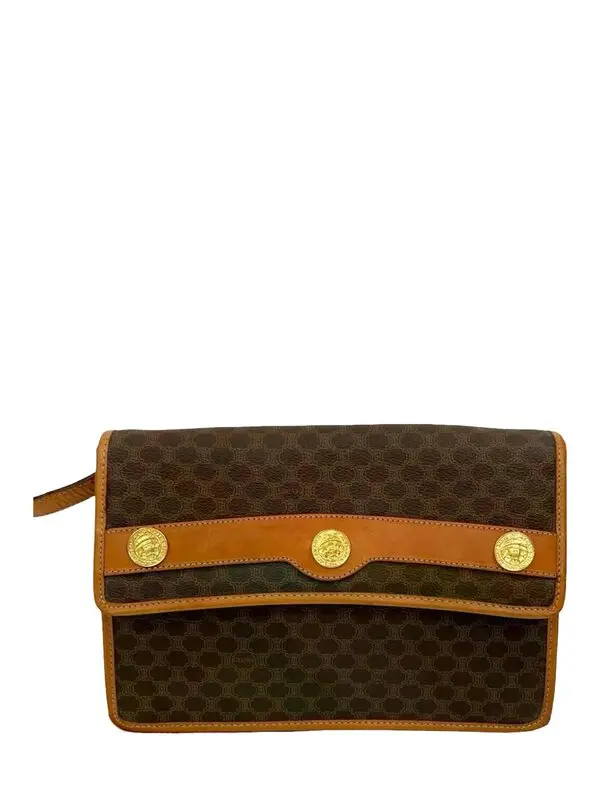 Celine 2010 Macadam Coated Canvas Crossbody Bag - Brown
