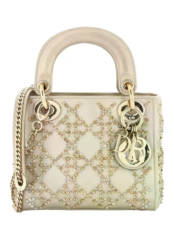 Dior Lady Chain Bag Crystal Embellished Mini Satchel - Gold