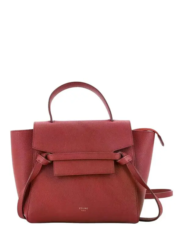 Celine Belt Bag Textured Leather Nano Shoulder Bag - Red