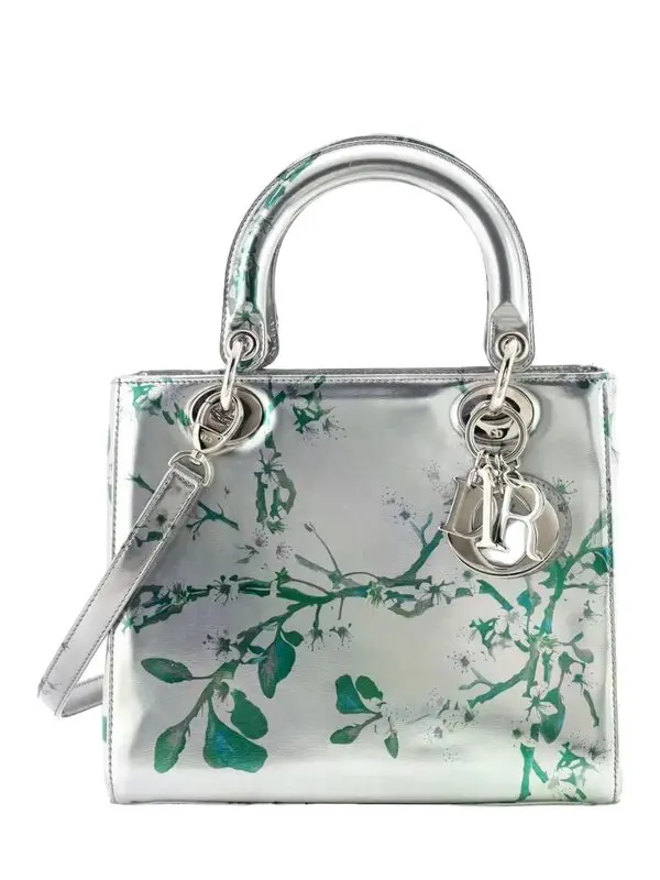 Dior Lady Floral Print Medium Satchel - Metallic