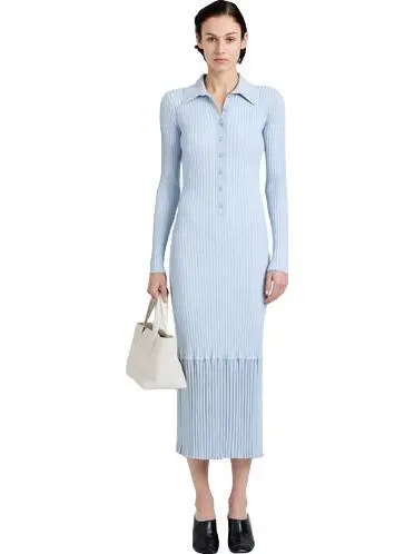 Proenza Schouler Luiza Sunburst Rib Knit Dress - Pale Blue