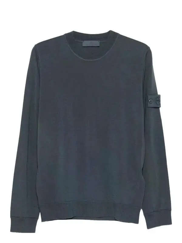 Stone Island Ghost Logo-patch Crew-neck Sweater - Blue