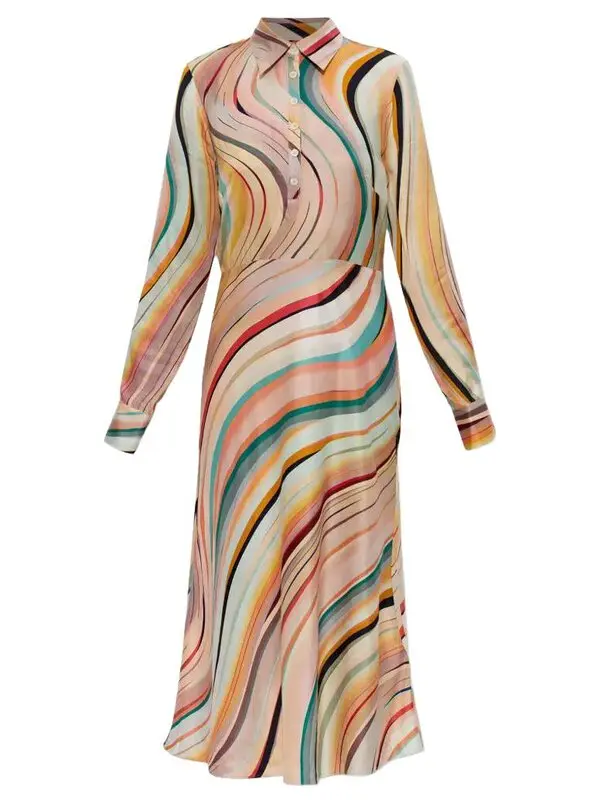 Paul Smith Long-sleeve Midi Dress - Neutrals
