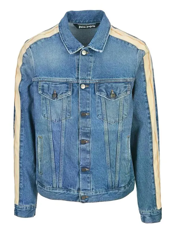 Palm Angels Paneled Denim Jacket - Blue