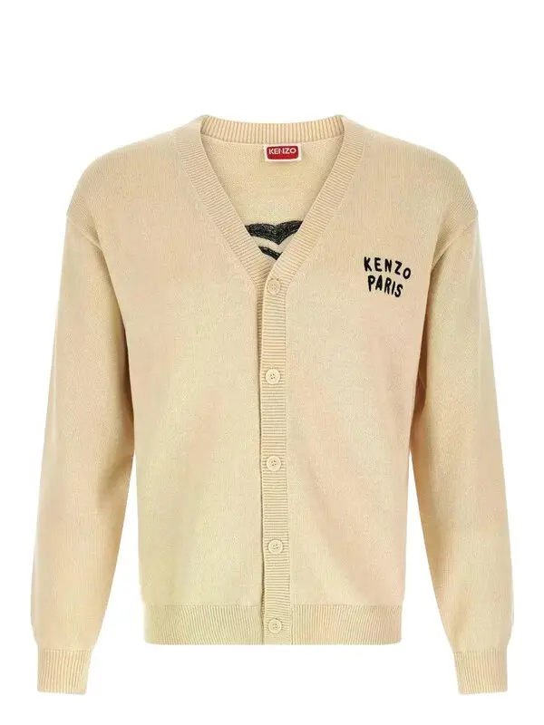 Kenzo Boke Heart V-neck Cardigan - Neutrals