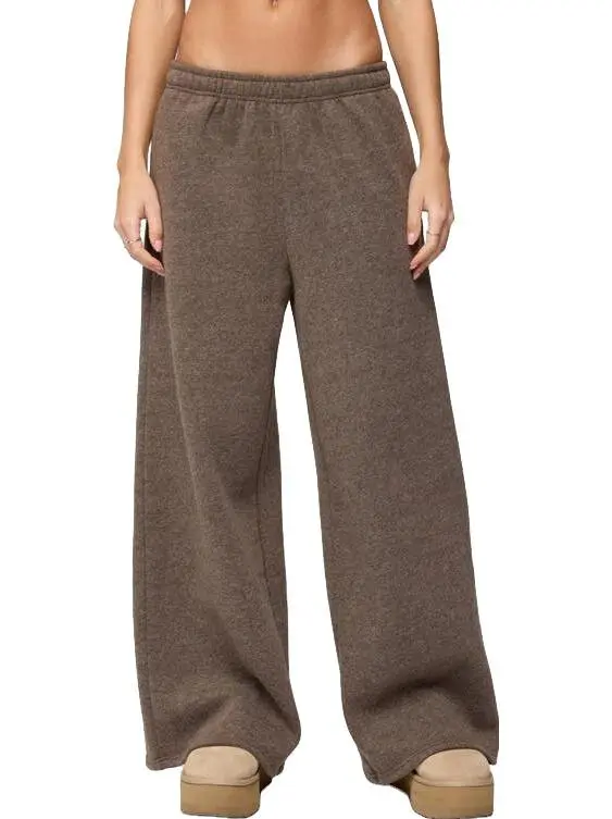 EDIKTED Wide Leg Sweatpants - Brown