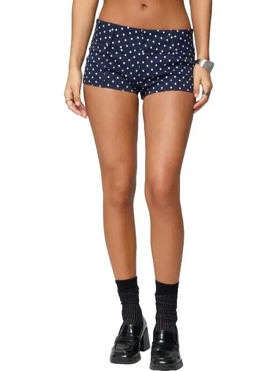 EDIKTED Twyla Polka Dot Shorts - Navy-and-white