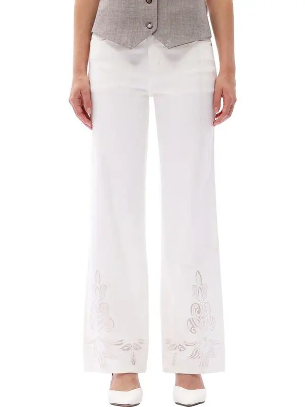 BAYEAS Embroidered Mid-rise Straight-leg Jeans - White