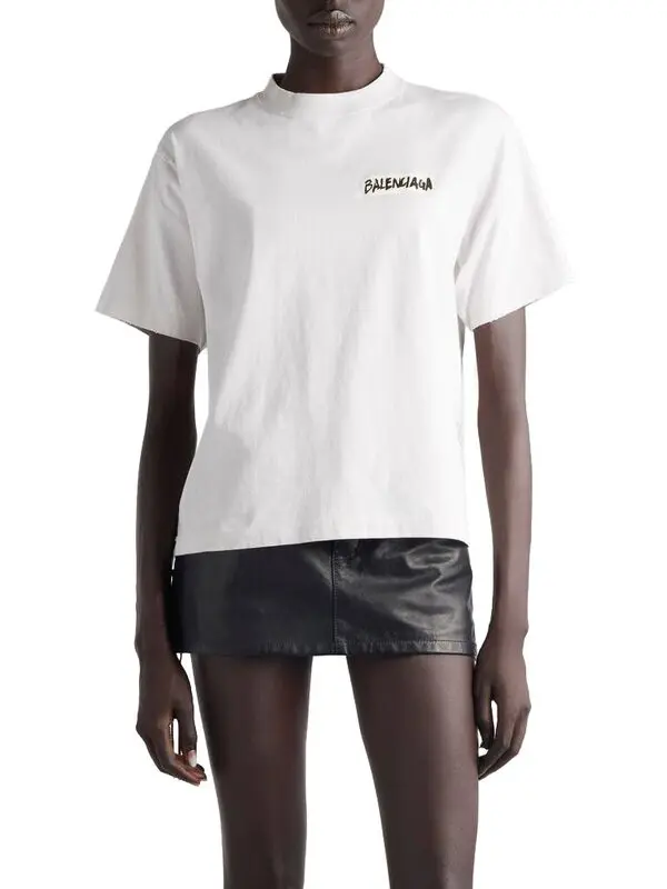 Balenciaga Fit Masking Tape Logo Dry Jersey T-shirt - 9012 Dirty White
