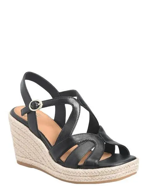 SOFFT Norma Slingback Espadrille Platform Wedges - Black