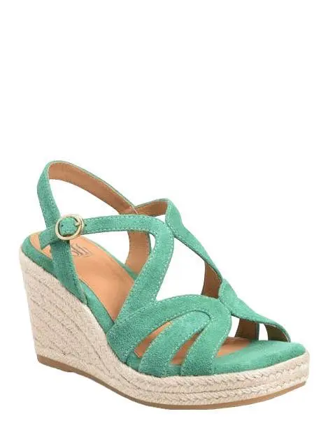 SOFFT Norma Slingback Espadrille Platform Wedges - Emerald