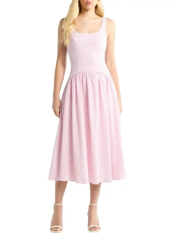 Astr The Label Cara Gingham Dress - Pink Gingham