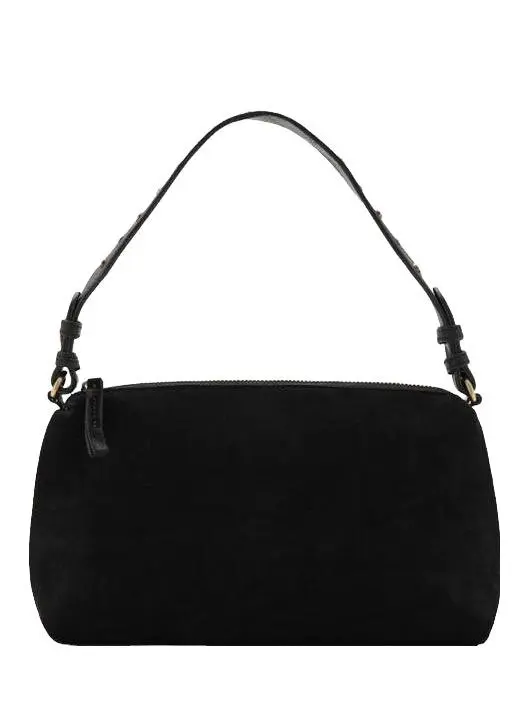 Mango Studded Top Handle Leather Bag - Black