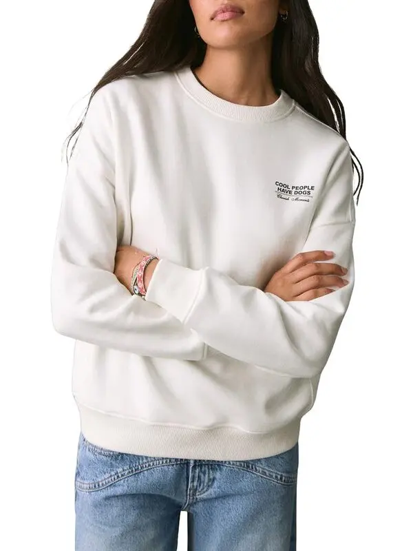 Mango Relaxed Fit Dachshund Graphic Sweatshirt - Off White