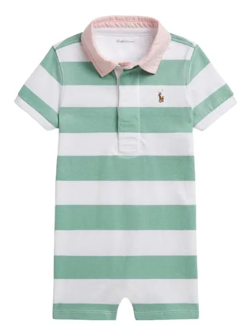 Ralph Lauren Striped Cotton Jersey Romper - Celadon Multi