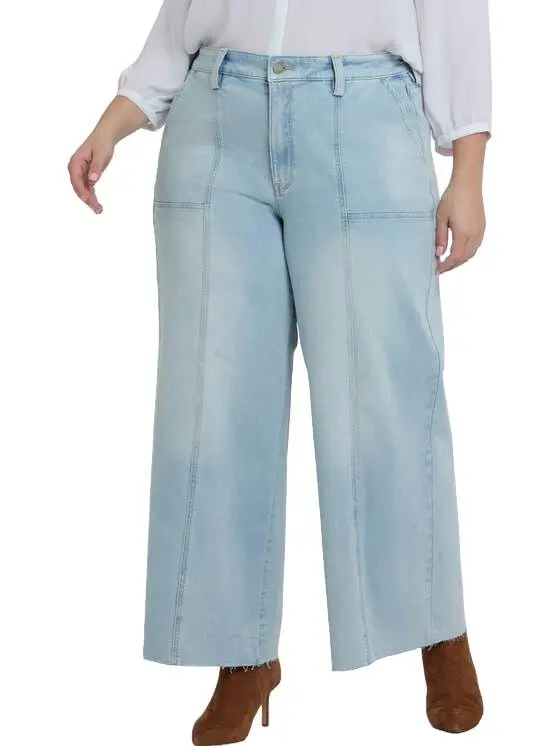 NYDJ Simone Raw Hem High-waist Wide-leg Utility Jeans - Desert Shoreline