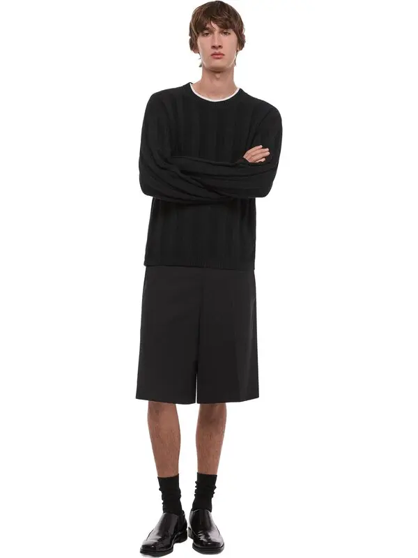 Helmut Lang Wide Ribbed Crewneck - Black