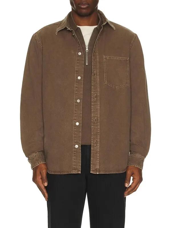 SAMSOE SAMSOE Sadamon P Overshirt In Brown - Washed Canteen
