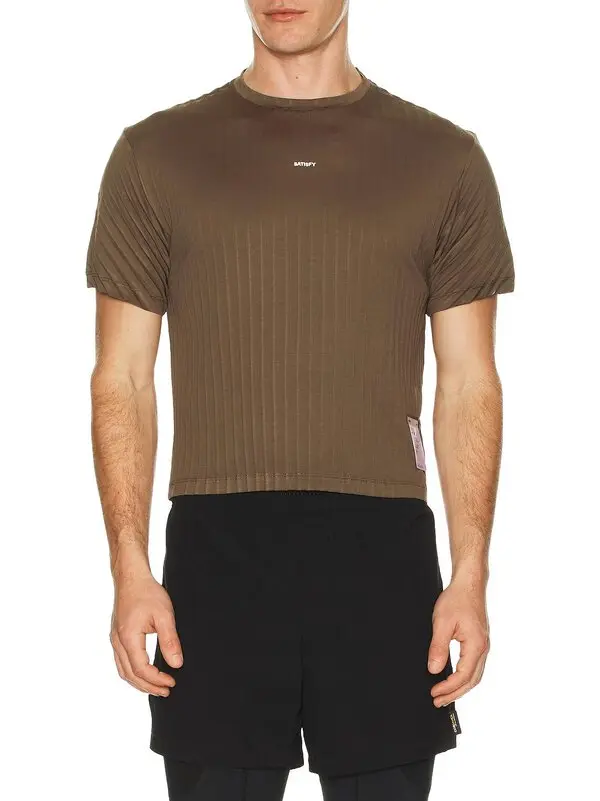 Satisfy Auralite Pleated Tee Shirt In Brown - Olive