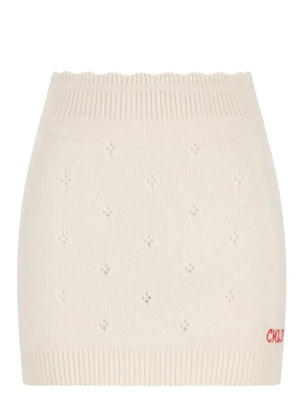 CHLOÃ© Mini Skirt With Floral Embroidery - White