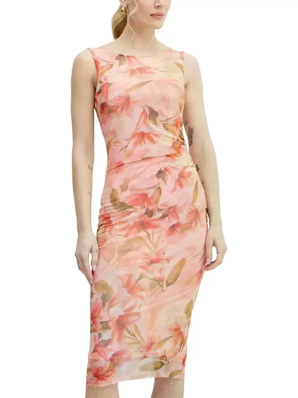 FRACOMINA Floral-print Sleeveless Midi Dress - Pink