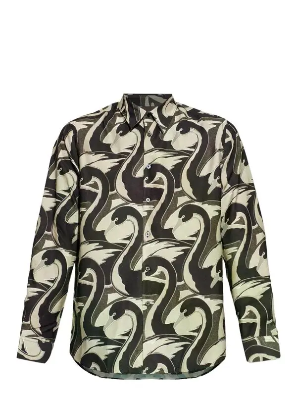 Paul Smith Long-sleeve Swan-print Shirt - Black