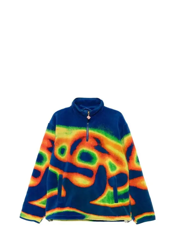 Casablanca Abstract Fleece Zip Sweatshirt - Blue