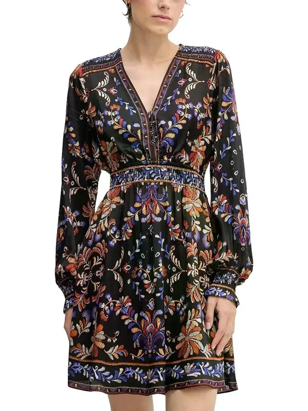 Hale Bob Ella Floral V-neck Dress - Black