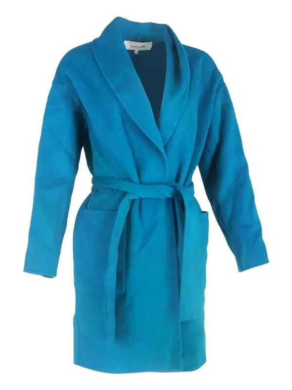 Diane Von Furstenberg Vintage Belted Long-sleeve Coat - Blue
