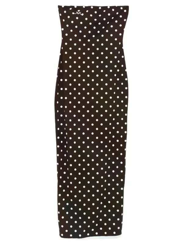 ROWEN ROSE Polka Dot Strapless Midi Dress - Brown