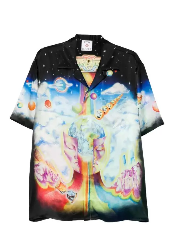 Casablanca Galaxy-pint Short-sleeve Shirt - Black