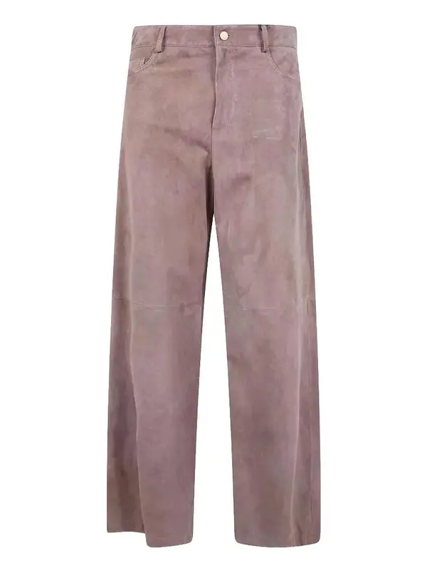 Max Mara Pocketed Straight Leather Trousers - Brown