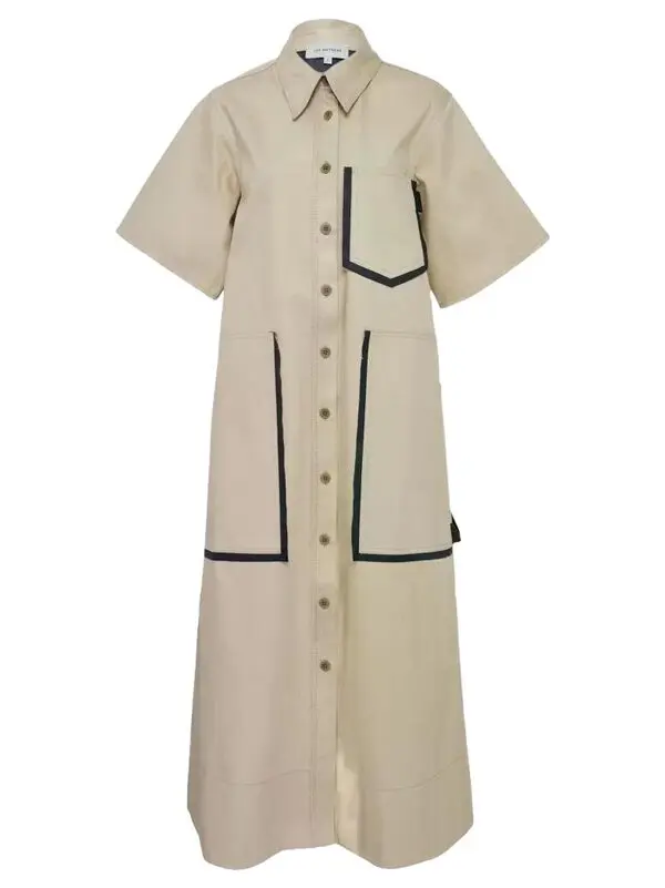 LEE MATHEWS Pocket Shirt Dress - Neutrals