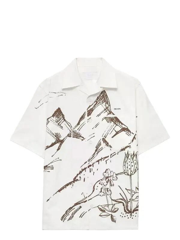 Prada Mountain-print Button Shirt - White
