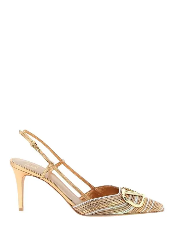 Valentino Garavani Laminated V-logo Slingback Heeled Pumps - Yellow