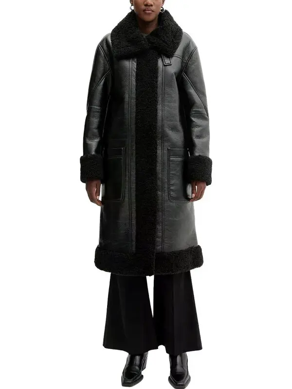 Iceberg Faux-fur Collared Coat - Black