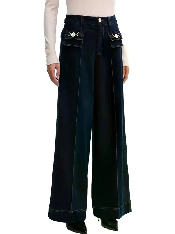 FRACOMINA Wide-leg Jeans With Side Pockets - Blue