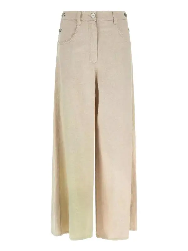 Brunello Cucinelli Maxi Sailor Wide Leg Jeans With Monili Detail - Neutrals