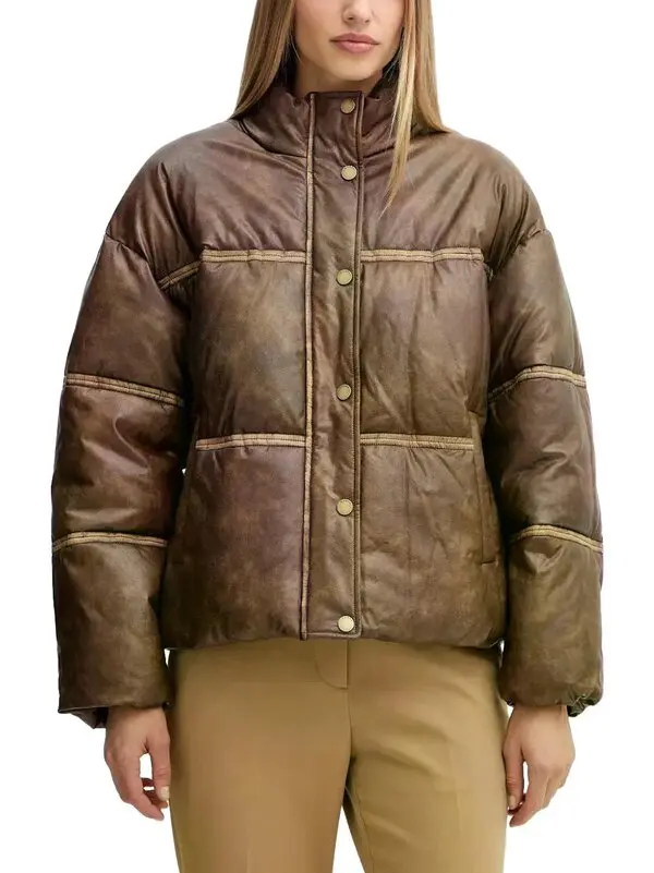 Guess Stitched Puffer Jacket - Brown