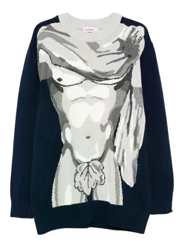 CHARLES JEFFREY Torso Graphic Sweater - Blue