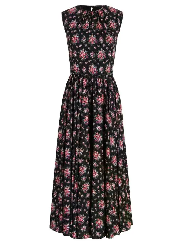 Dolce & Gabbana Floral Print Midi Dress - Black