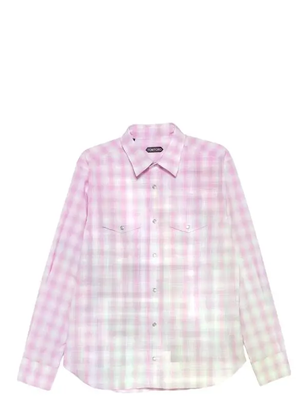 TOM FORD Check-pattern Chest-pocket Shirt - Pink