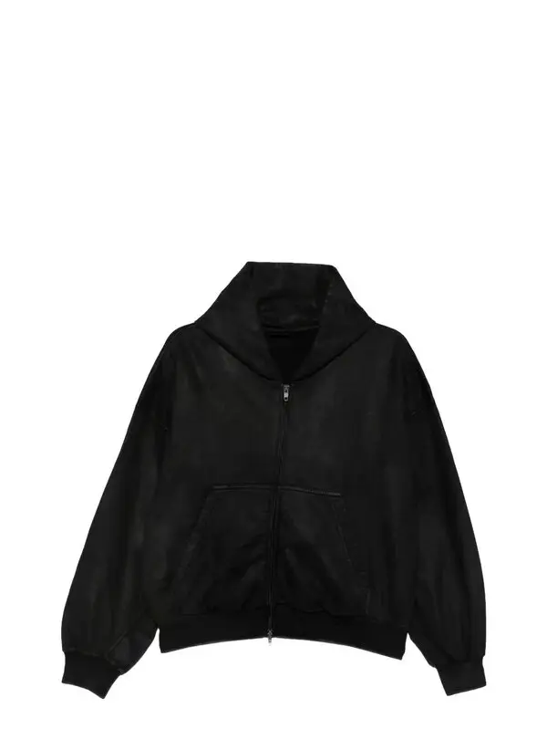 Balenciaga Zip-up Cropped Hoodie - Black