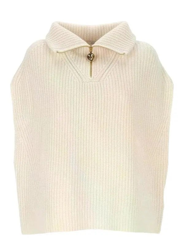 JOSEPH Half-zip Funnel-neck Top - Neutrals