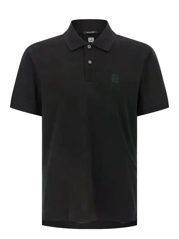 C.P. COMPANY Stretch Logo Polo Shirt - Black