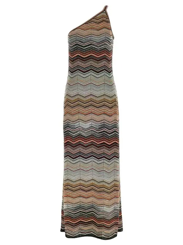Missoni Sequin Chevron One-shoulder Dress - Neutrals
