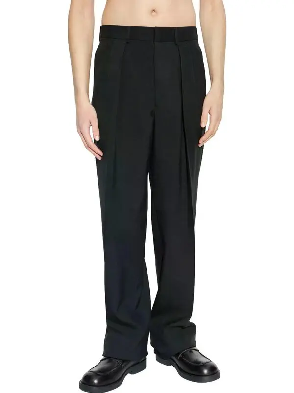 TOM FORD Wool Pleated Tailored Trousers - Black